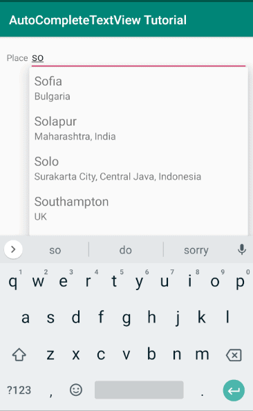 Android Autocompletetextview Tutorial With Examples Learn To Droid